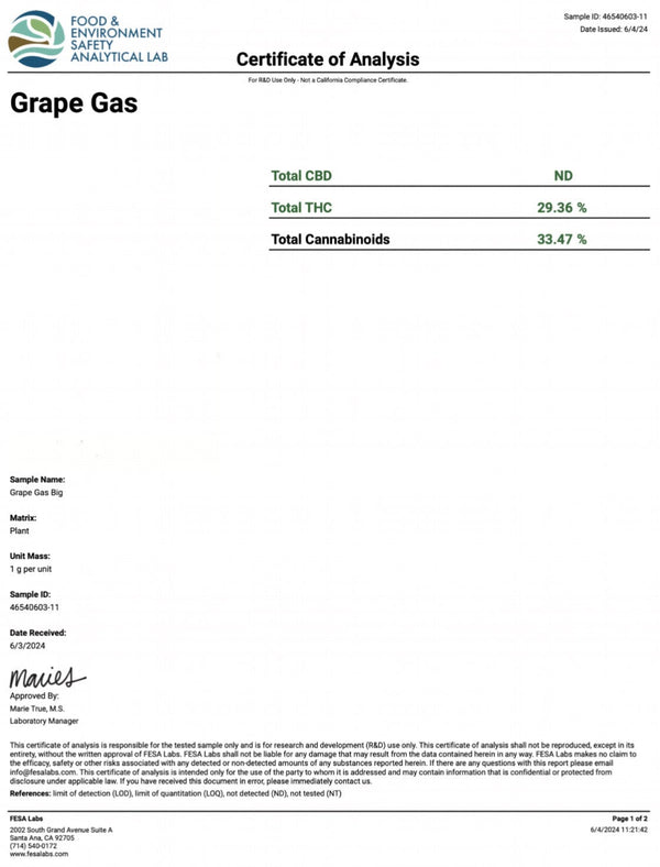 THCA Flower -Grape Gas- BackWoodz - BW LLC